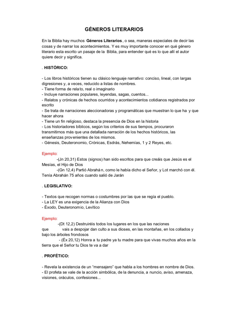 Géneros Literarios en la Biblia | PDF | Libro de revelación | Jesús