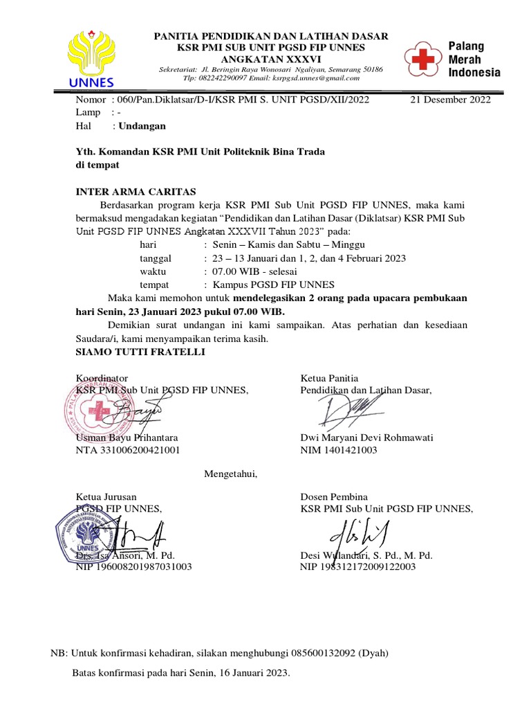 Surat Undangan KSR Polbitrada | PDF