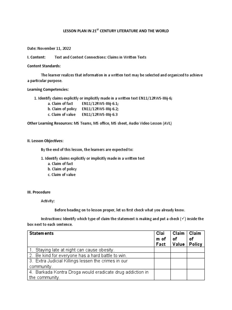 Lesson Plan - Output in MS Teams | PDF | Learning | Lesson Plan