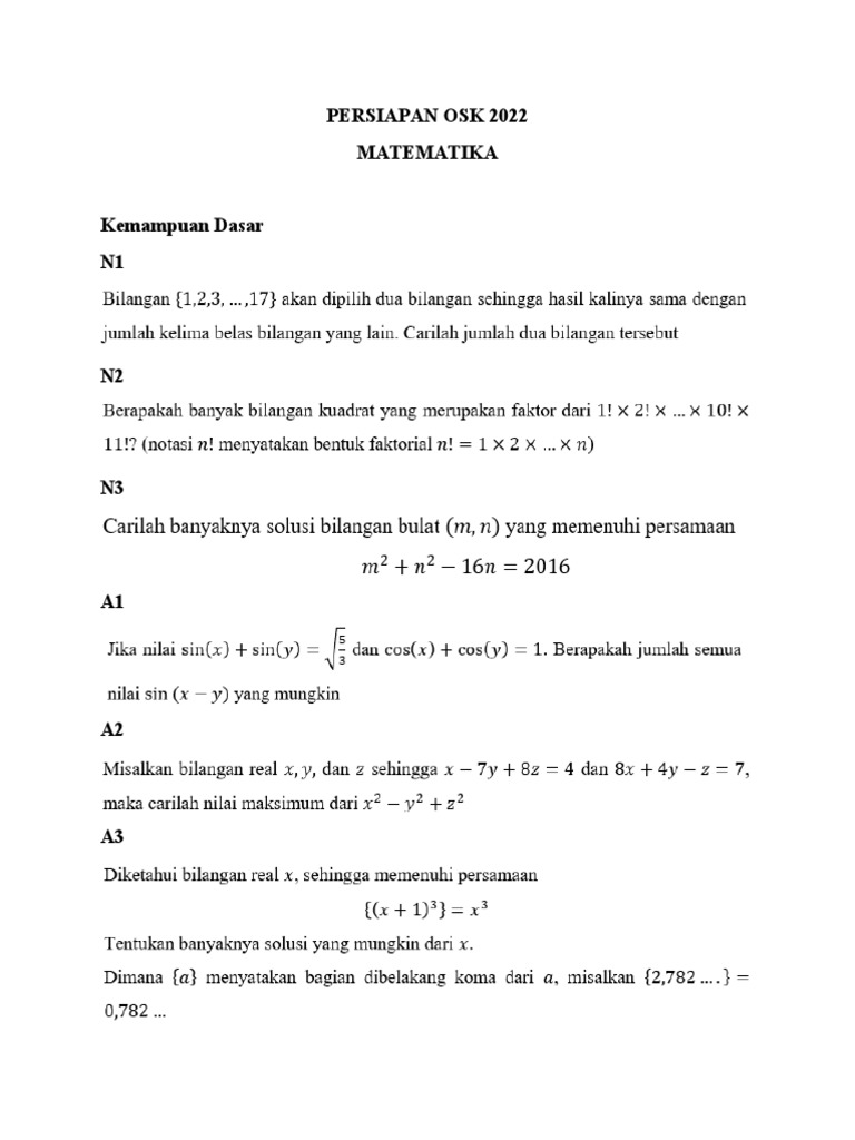 Persiapan Osk 2022 | PDF