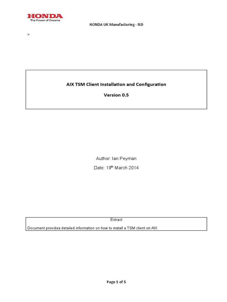 AIX TSM Client Installation and Configuration | PDF | Backup | Computer File