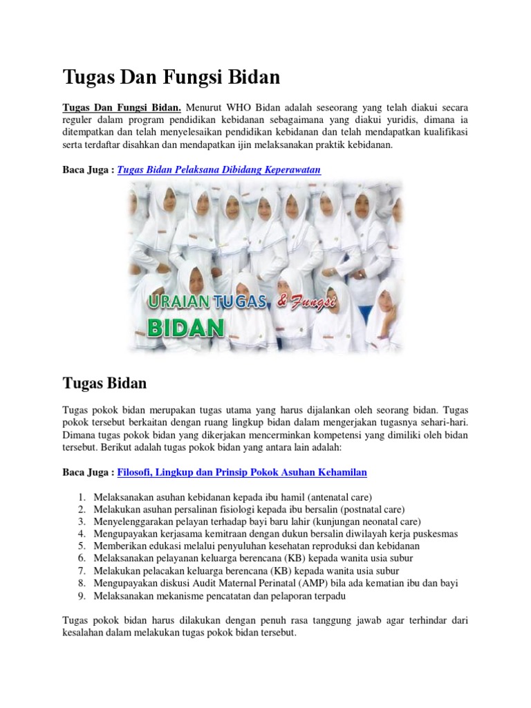 Tugas Dan Fungsi Bidan | PDF