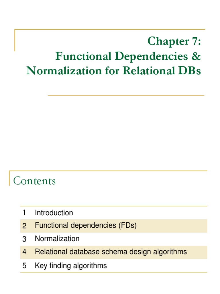 Chapter - 7-Functional Dependencies - Normalization For Relational DBs | Download Free PDF ...