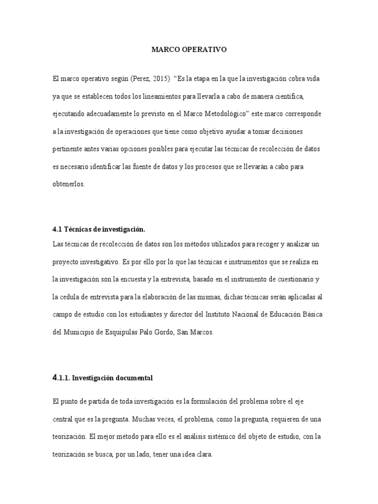Definición del Marco Operativo en Investigación | PDF | Estadísticas ...
