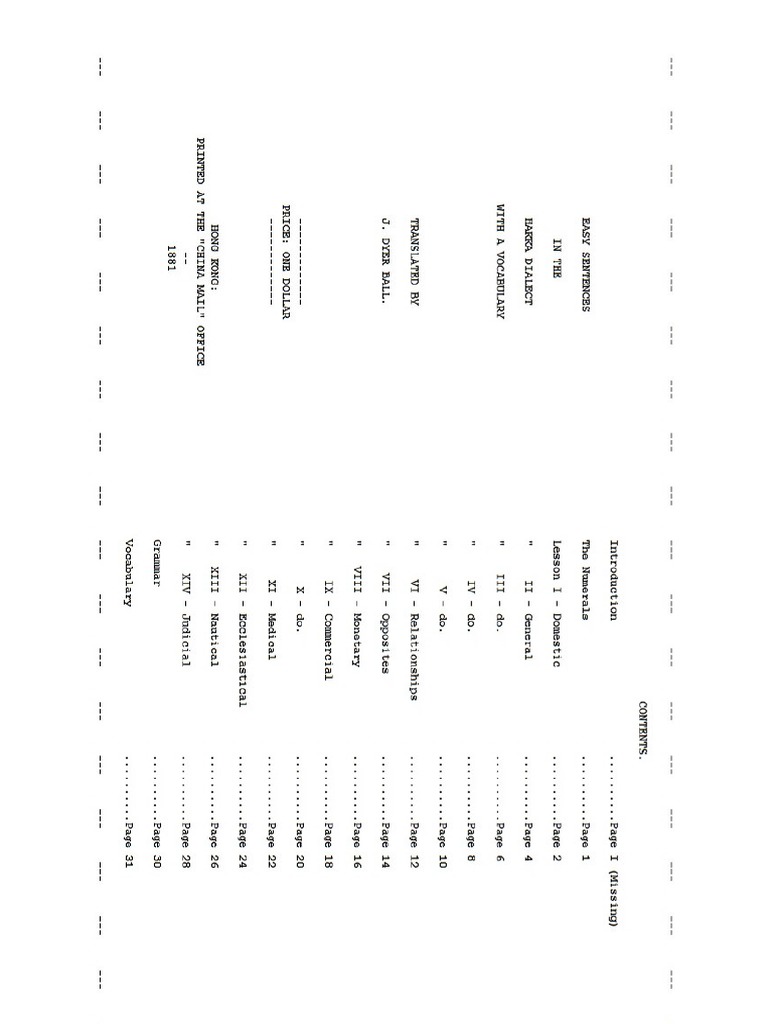 Easy Sentences in Hakka Dialect | PDF