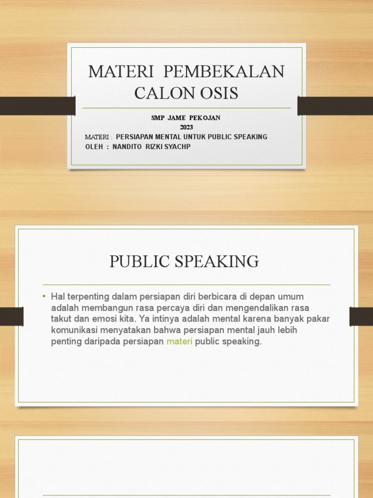Materi Pembekalan Calon Osis Public Speaking | PDF