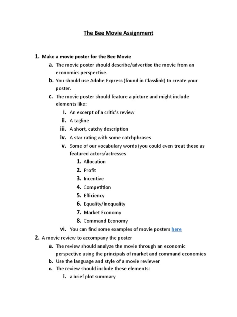 The Bee Movie Assignment | PDF
