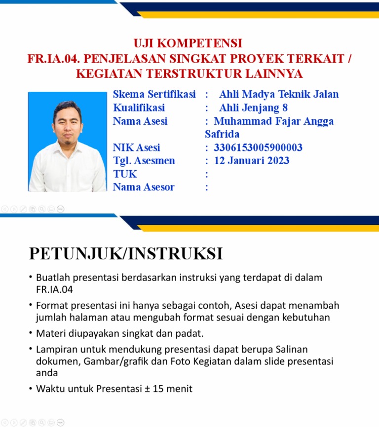 Soal Presesntasi Asesmen Ahli Madya Teknik Jalan - M. Fajar Angga | PDF