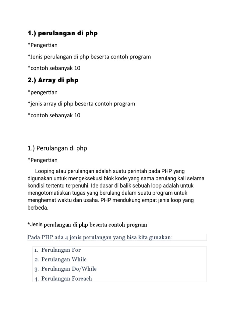Tugas Perulangan Dan Array | PDF | Komputer