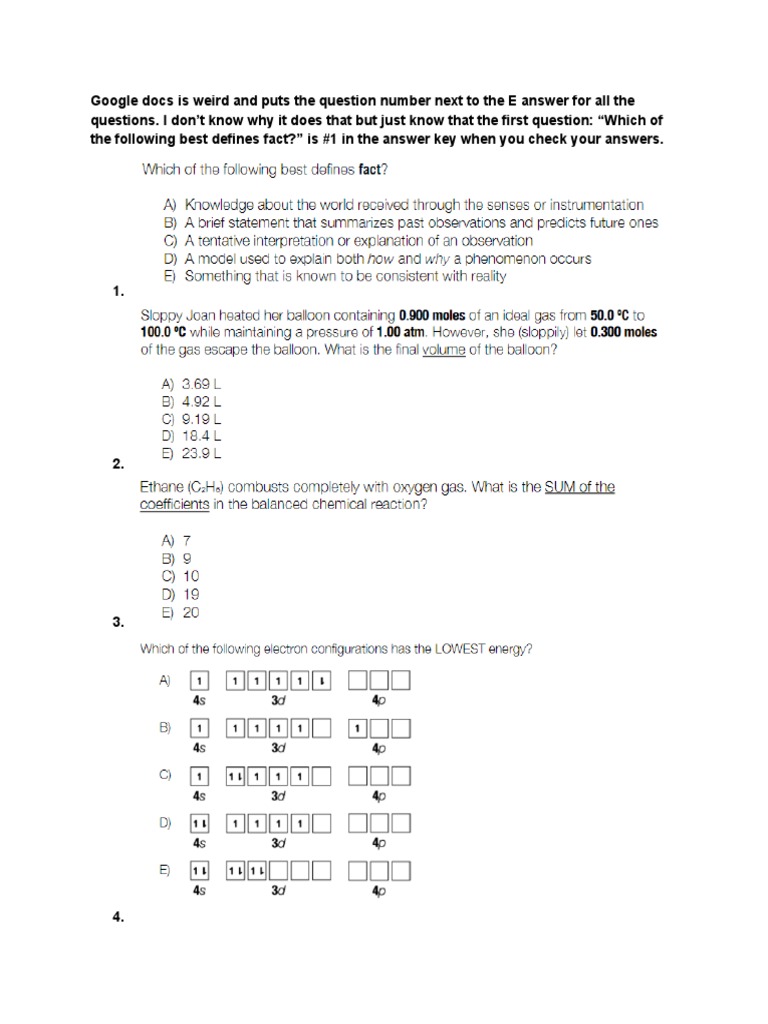 Practice Final Chem 142 | PDF