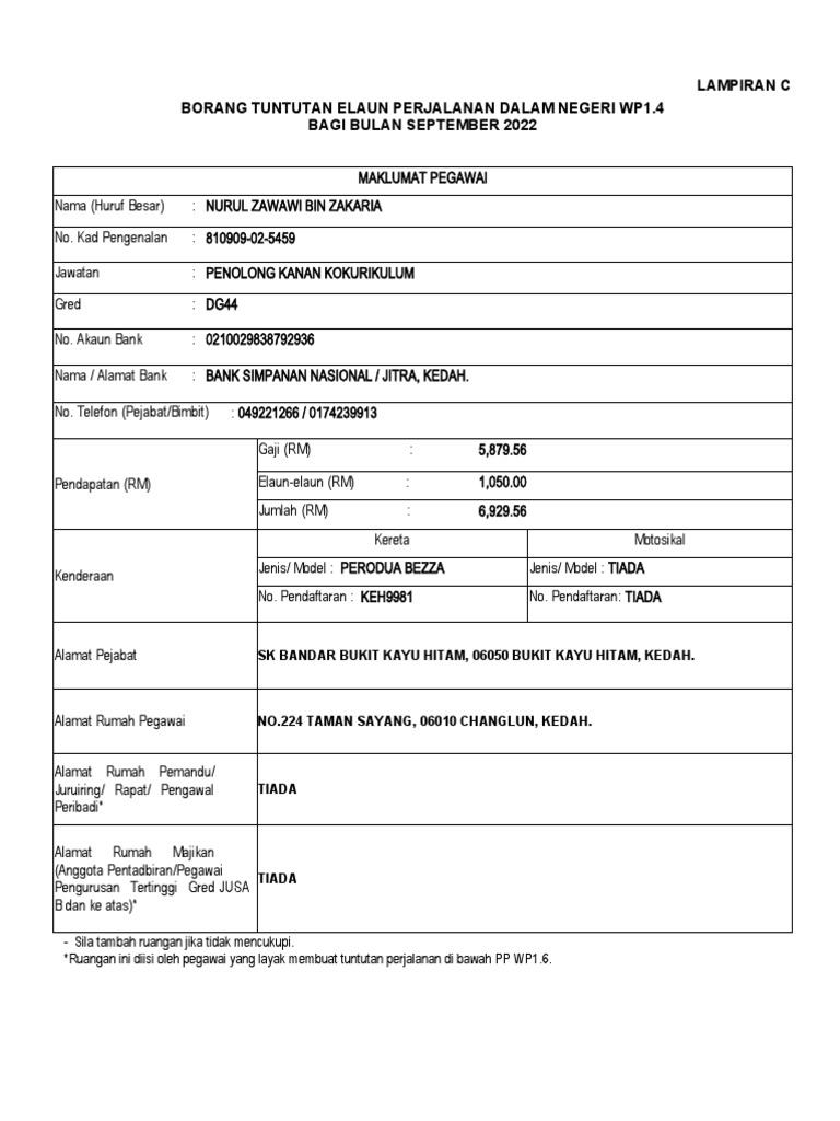 Borang TNT Baru | PDF