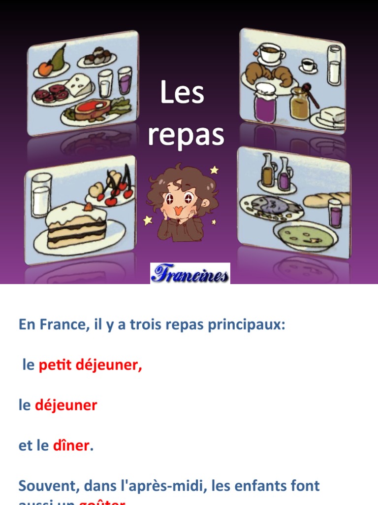 Les Repas en France Comprehension Ecrite Texte Questions Liste de Voca 29903 | PDF | Cuisine ...