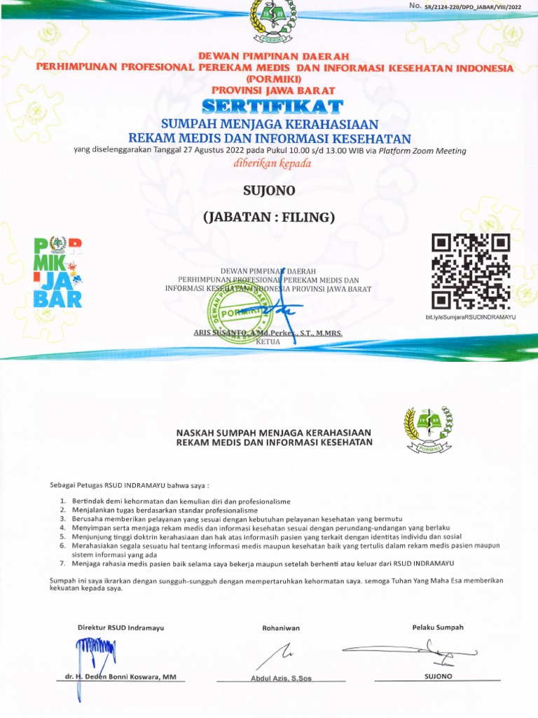 MRMIK 2.1.C - Sertifikat Sumpah | PDF