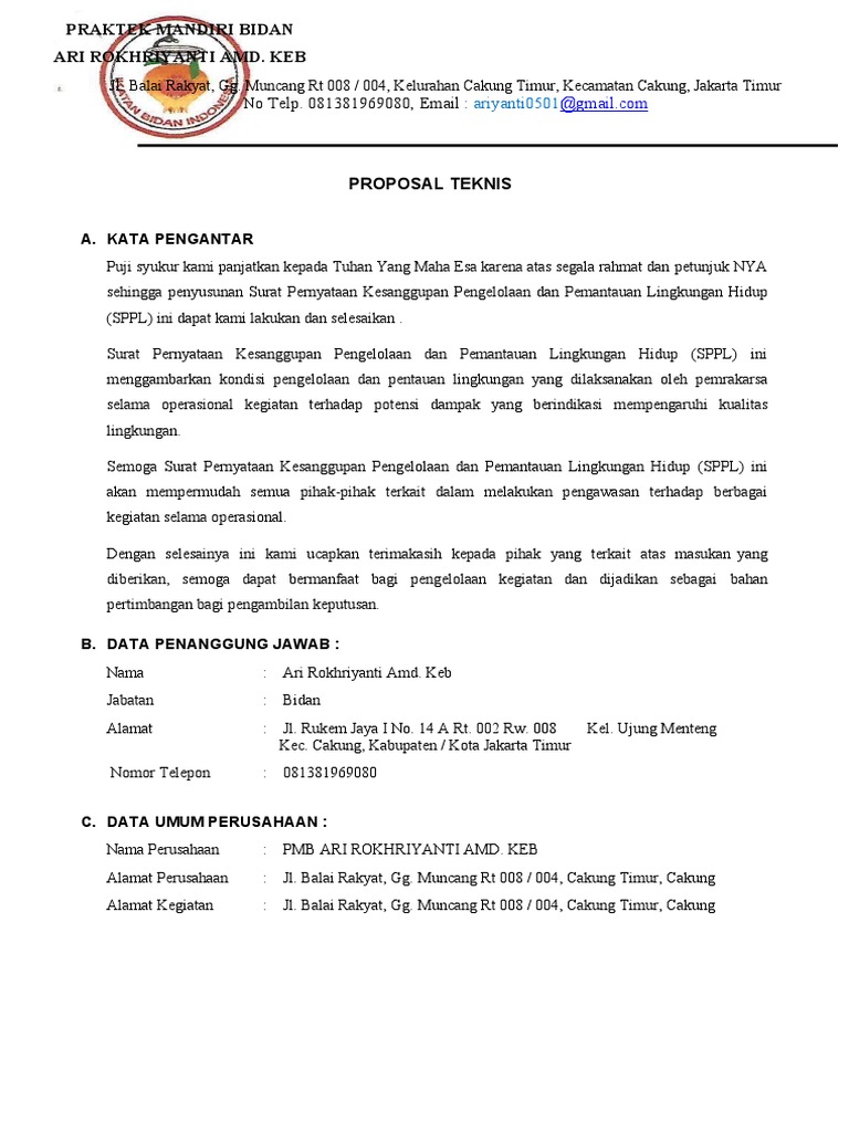 Proposal Teknis Format New SPPL | PDF