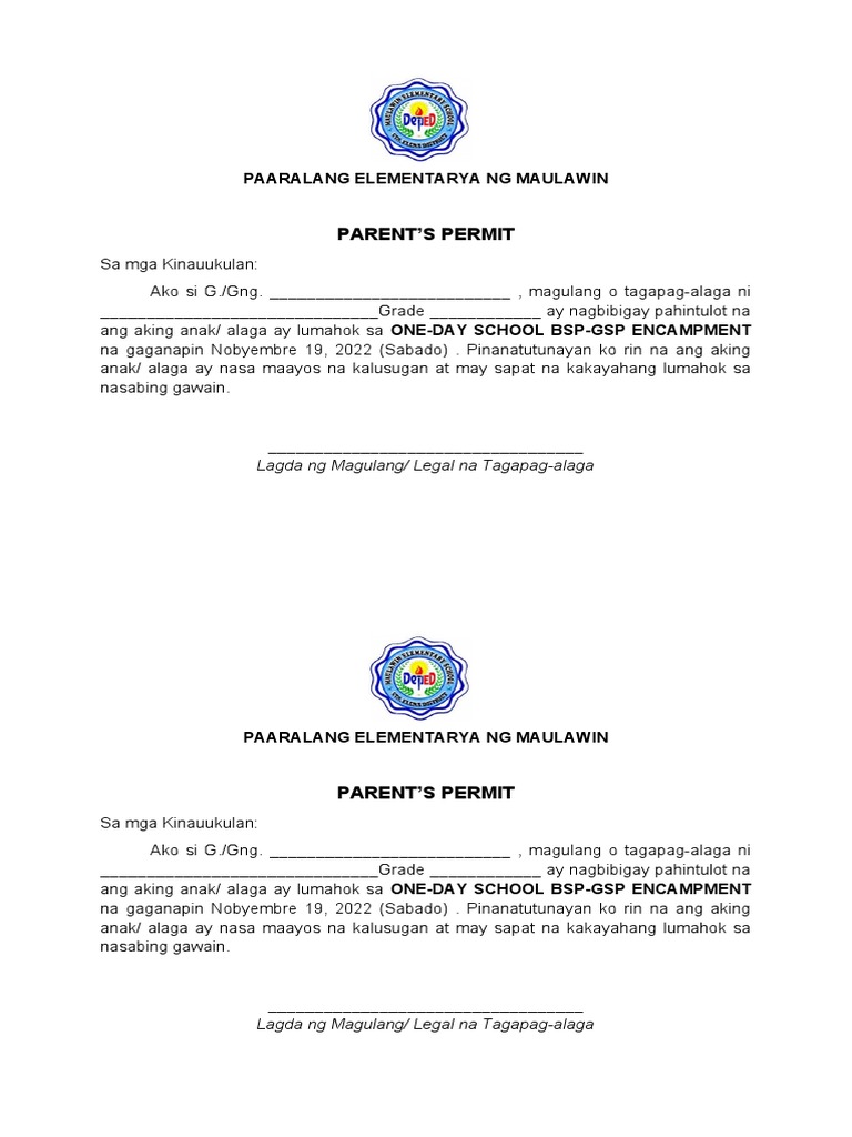 BSP GSP Parents Permit 1 | PDF