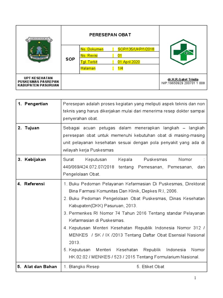 Prosedur Peresepan Obat di Puskesmas | PDF | Pengembangan Diri ...