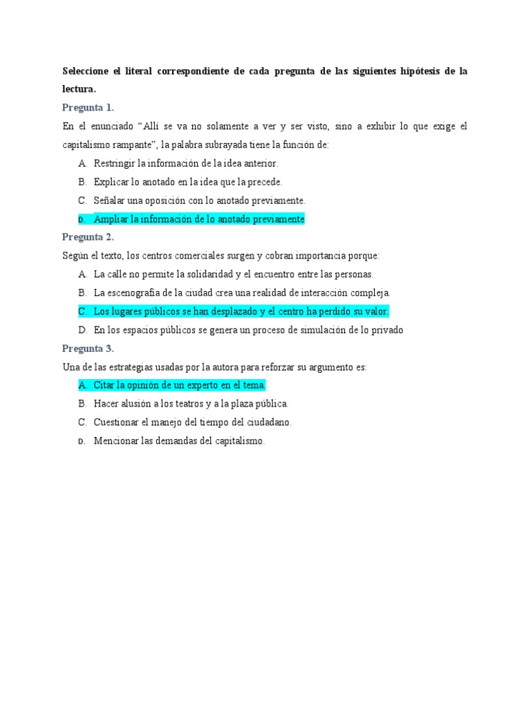 Preguntas Lenguaje Critico | PDF