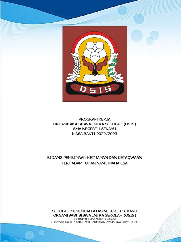 Program Kerja OSIS SMAN 1 Sekayu 2022/2023 | PDF | Seni