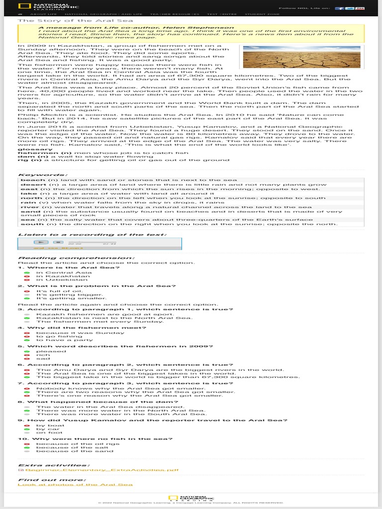 The Story of The Aral Sea NGL Life | PDF | Central Asia | Physical ...