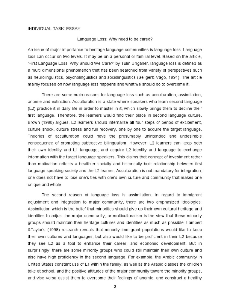 Reflection Language Loss | PDF | Second Language | Second Language ...