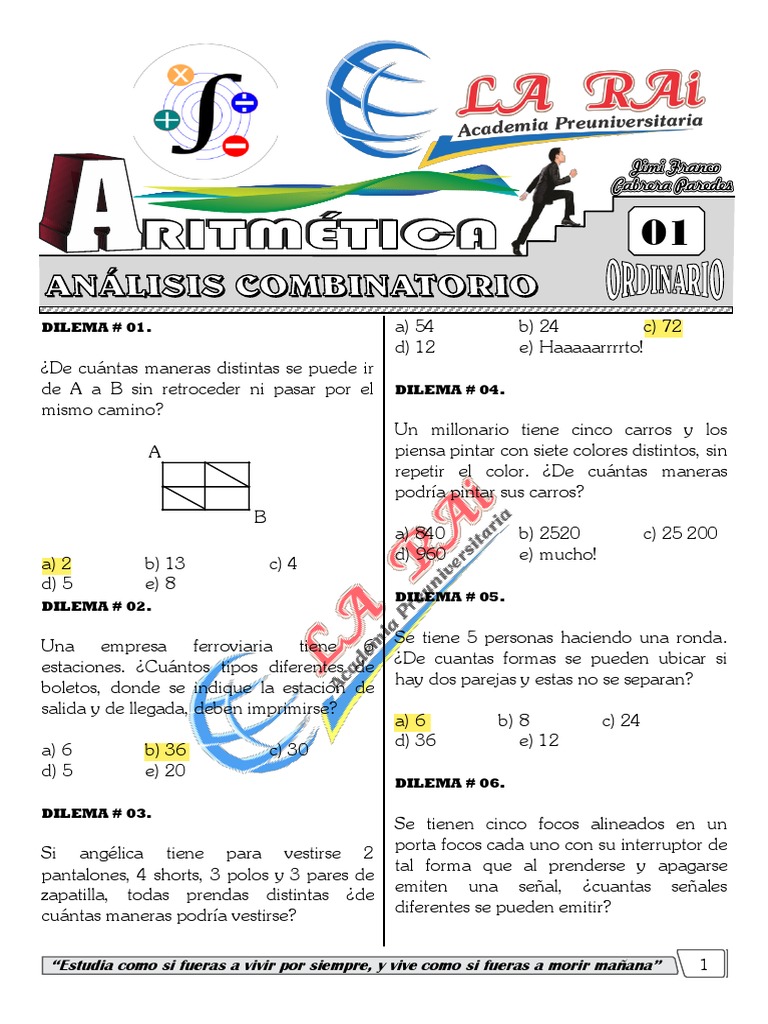 001 Analisis Combinatorio | PDF | Matemáticas