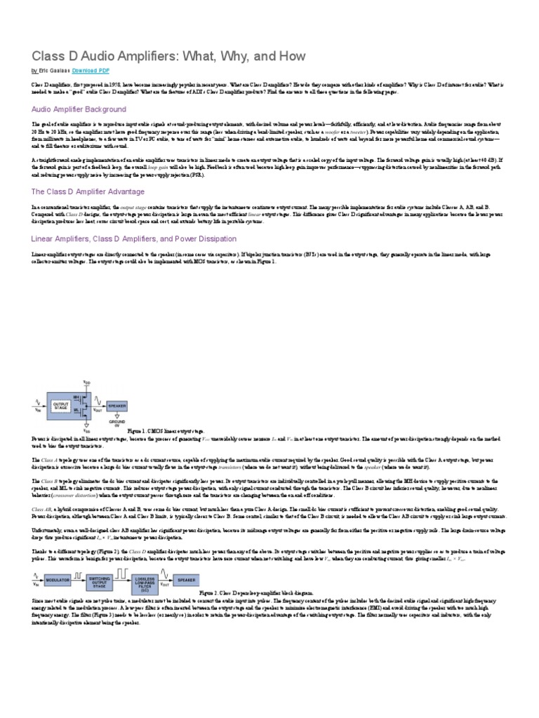 Class D Audio Amplifiers | PDF | Amplifier | Electronic Filter