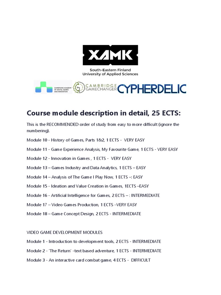 Video Game Development Course Modules | PDF | 2 D Computer Graphics ...