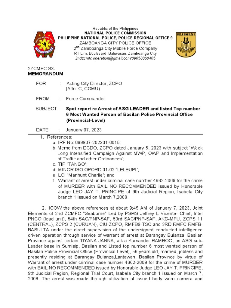 Arrest of ASG Leader in Basilan | PDF | Arrest | Arrest Warrant