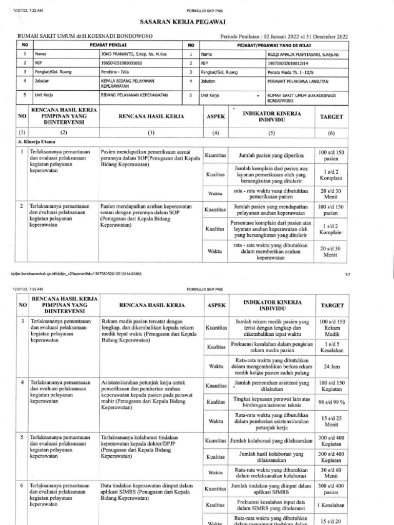 Sasaran Kerja Pegawai | PDF