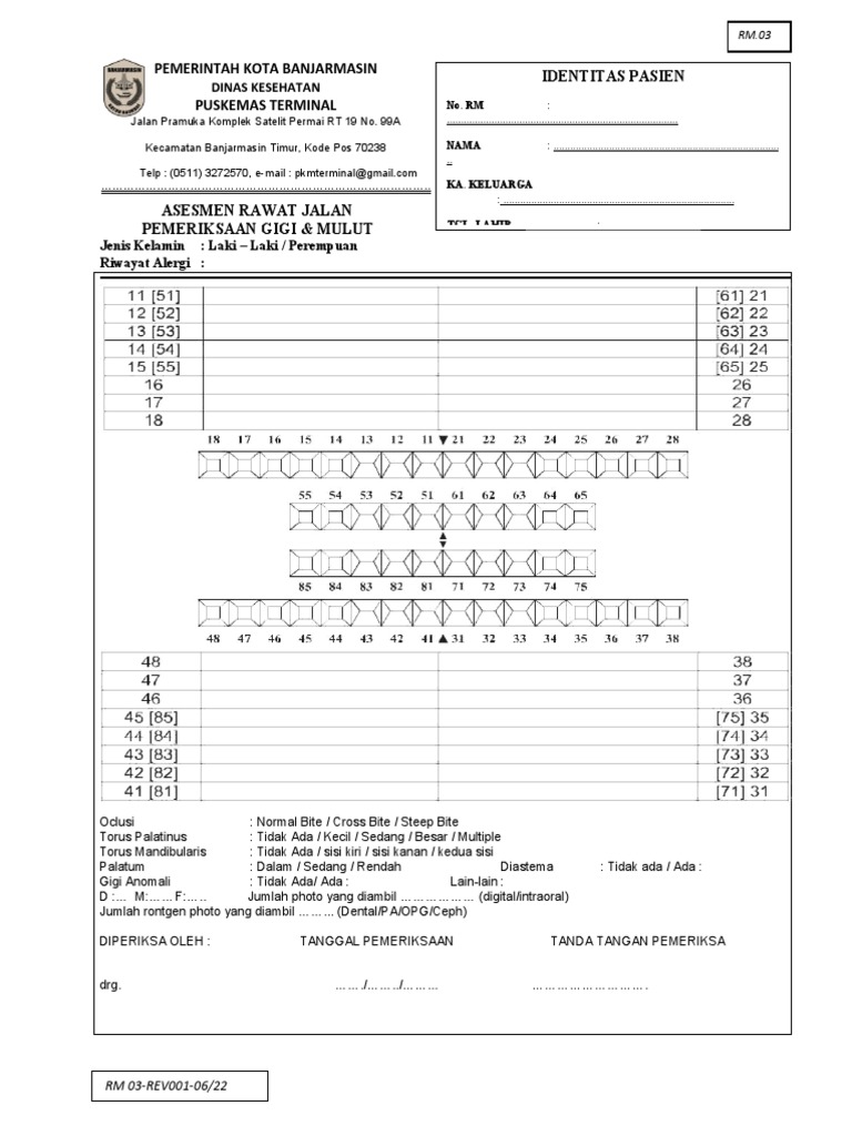 Formulir Pemeriksaan Odontogram | PDF