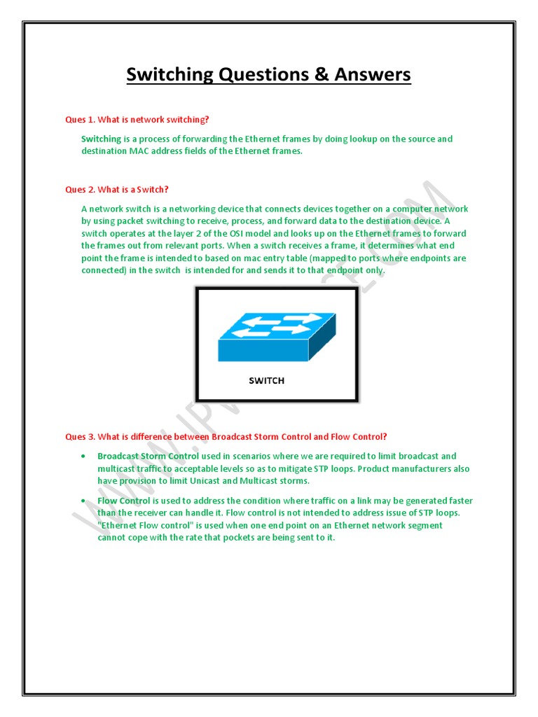 Switching Interview Questions and Answers Vol 1.0 | PDF | Network Switch | Ethernet
