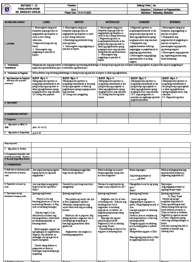Esp Week 8 2nd Quarter Pdf