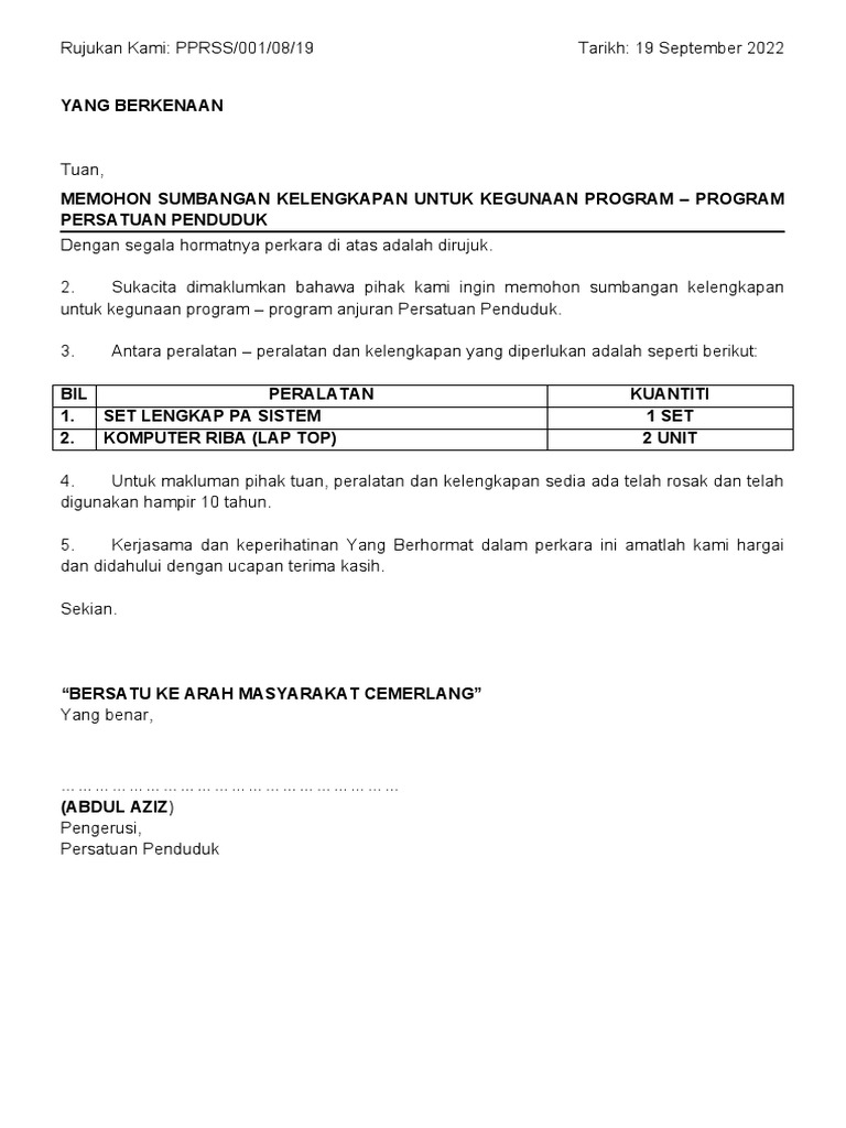 400 Mohon Sumbangan Kerusi Roda Pdf