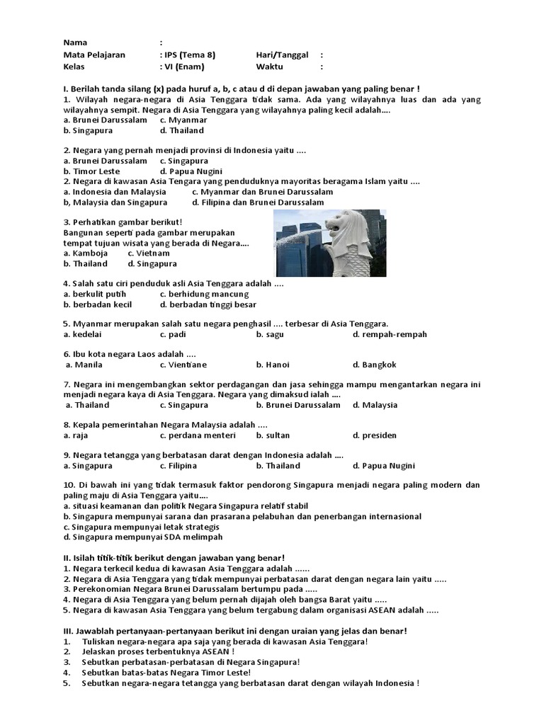 Uts SD Tema 8 Kls 6 | PDF