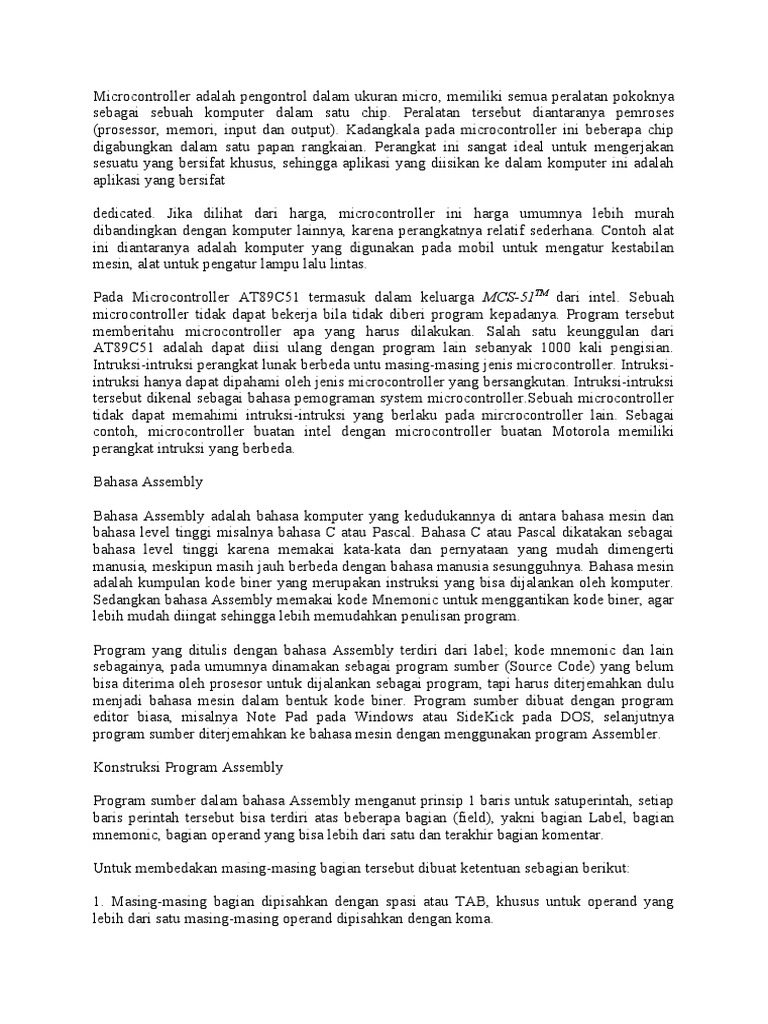 Microcontroller Adalah Pengontrol Dalam Ukuran Micro | PDF | Metode ...