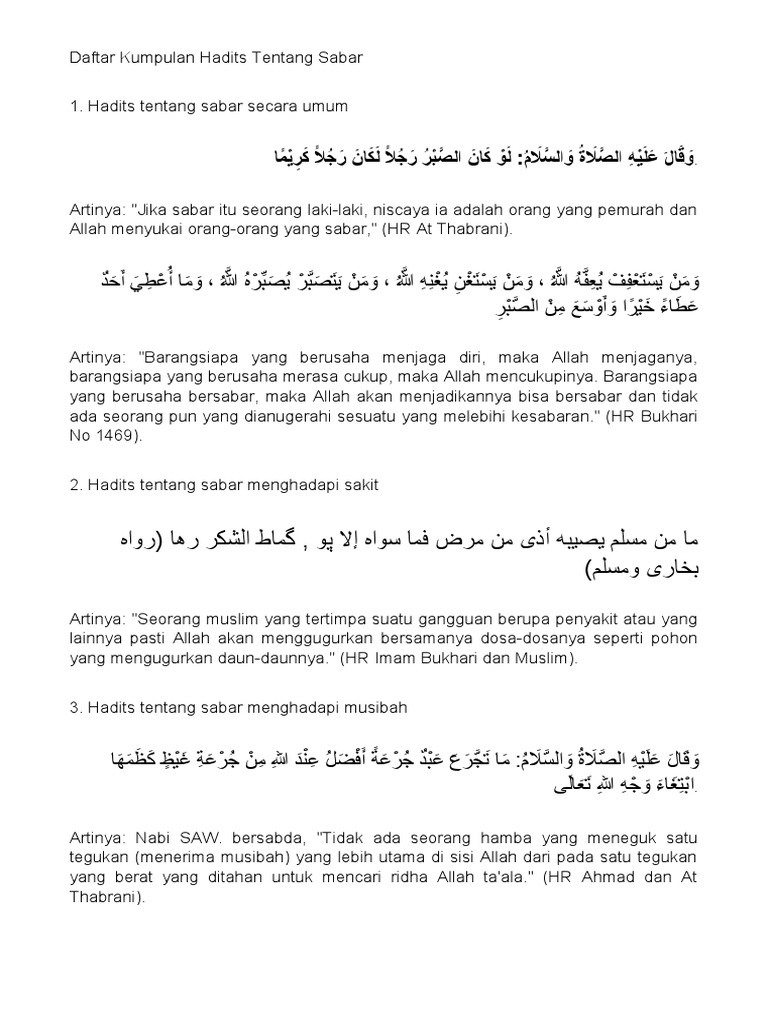 Hadits Tentang Sabar | PDF