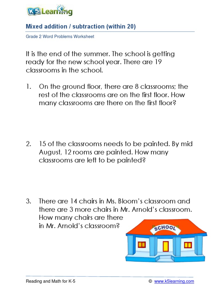 Grade 2 Math Word Problems Printable Mixed Word Problems — The 4