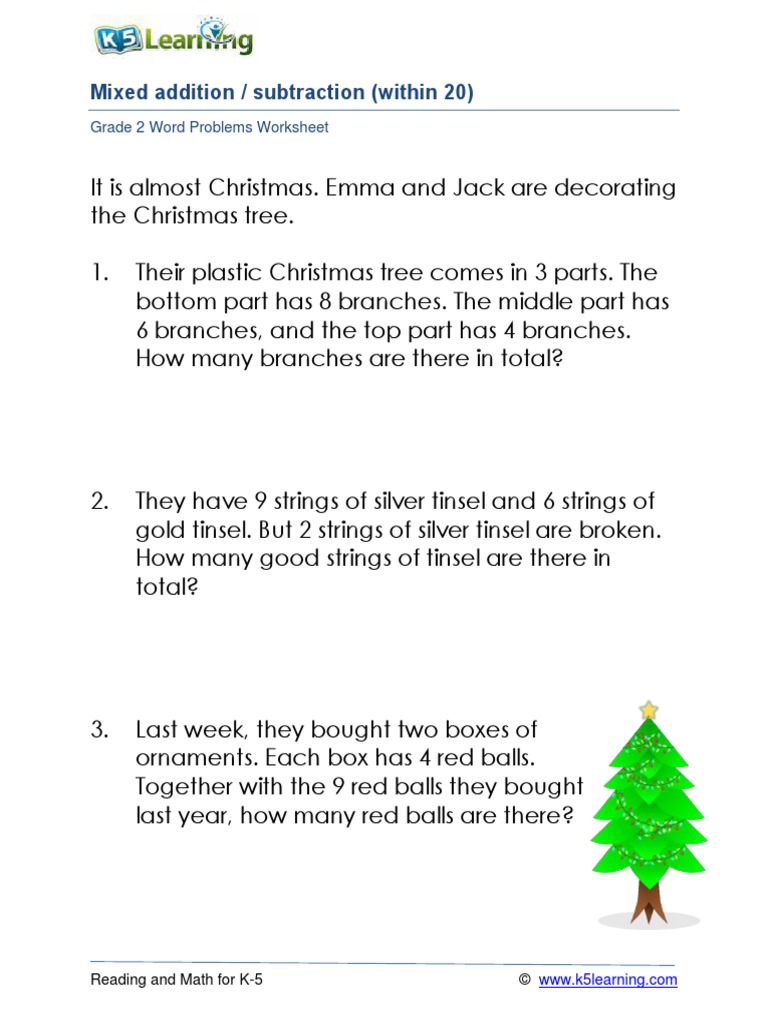 Grade 2 Word Problems Mixed Add Subtract A | PDF | Language Arts ...