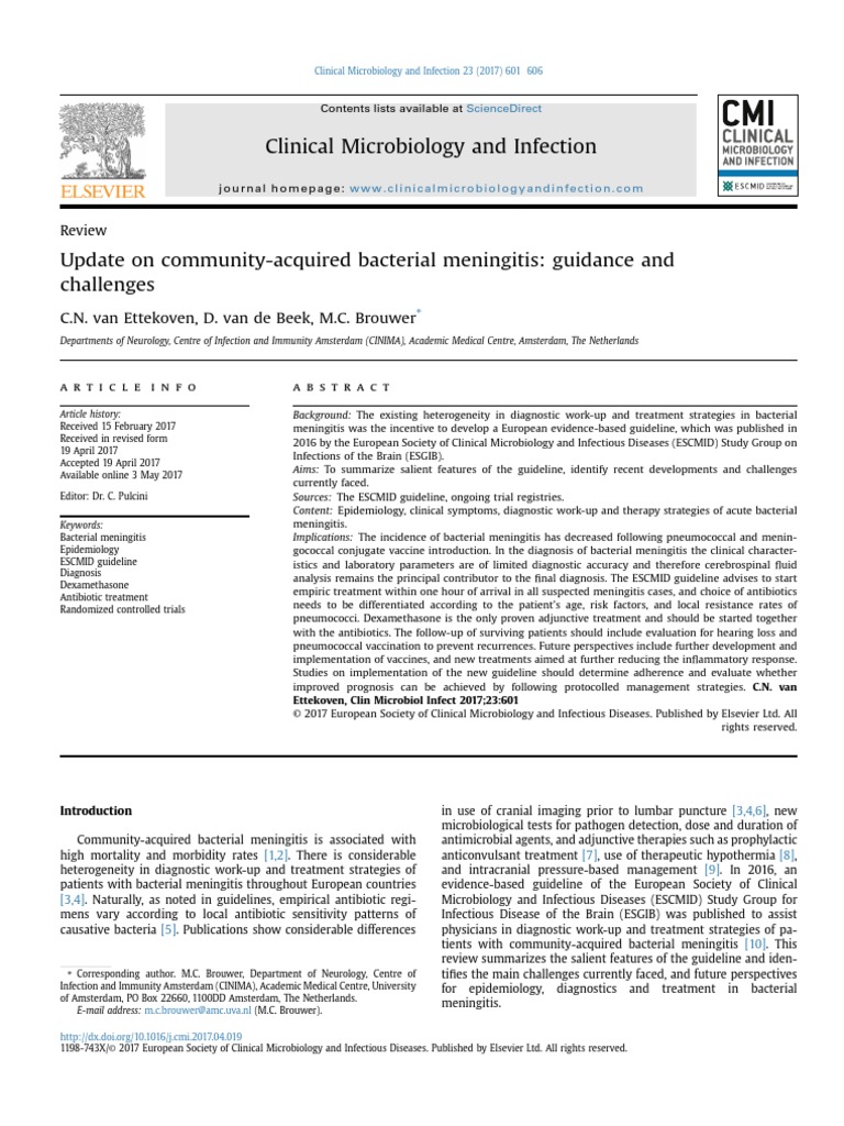 Update On Community-Acquired Bacterial Meningitis Guidance and | PDF ...
