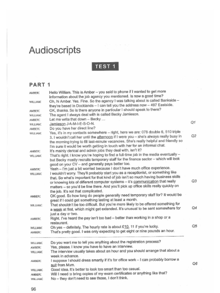 Cam 15 Test 1 Tapescript | PDF