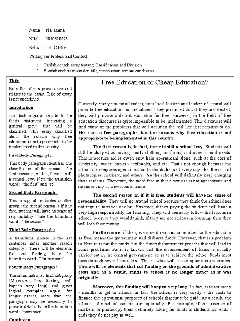 098 - Fia 'Ishma - Analisis Clasification Essay | PDF | Reason | Cognitive Science