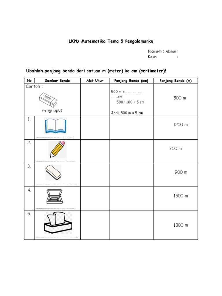 LKPD Matematika Tema 5 Pengalamanku | PDF