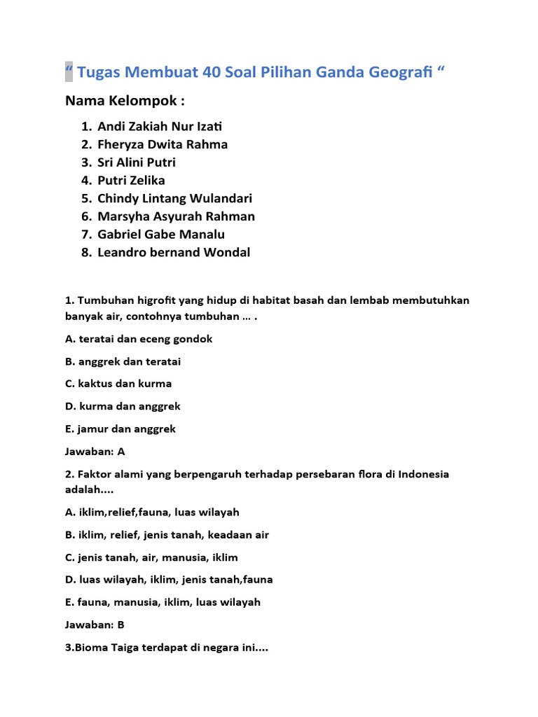 40 Soal Geografi | PDF