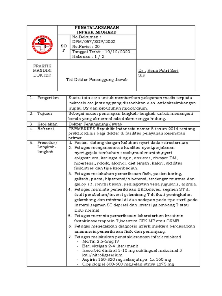 Penatalaksanaan Infark Miokard Terpadu | PDF