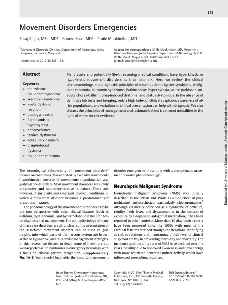 Movement Disorders Emergencies | PDF | Antipsychotic | Selective ...