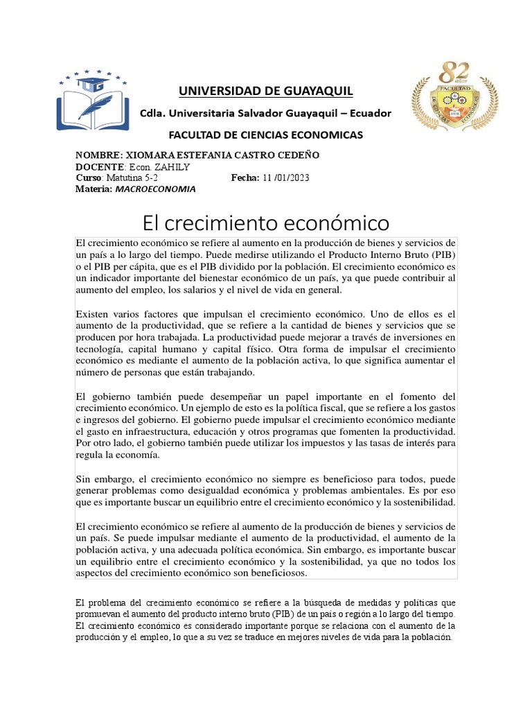 Crecimiento Economico | PDF | Producto Interno Bruto | Inflación