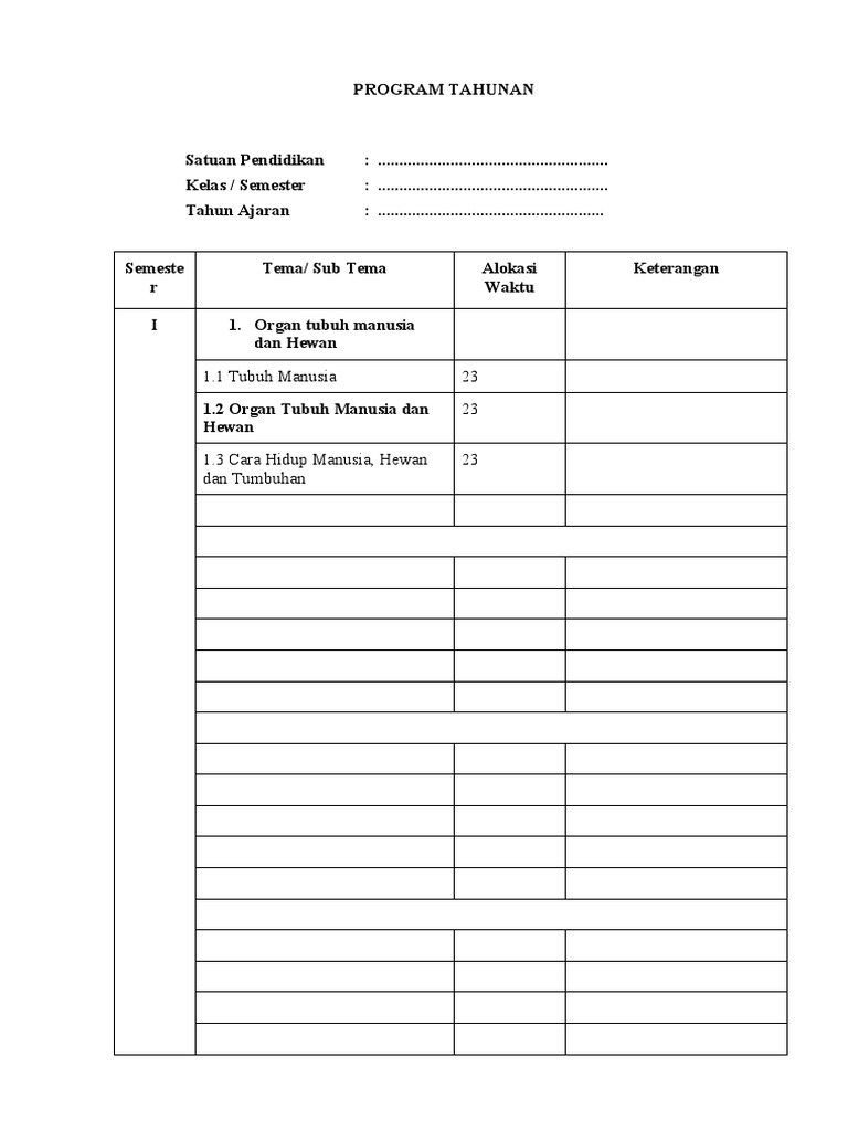 Format Program Tahunan | PDF
