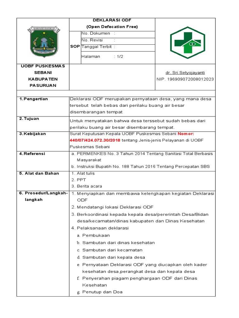 SOP Deklarasi ODF | PDF