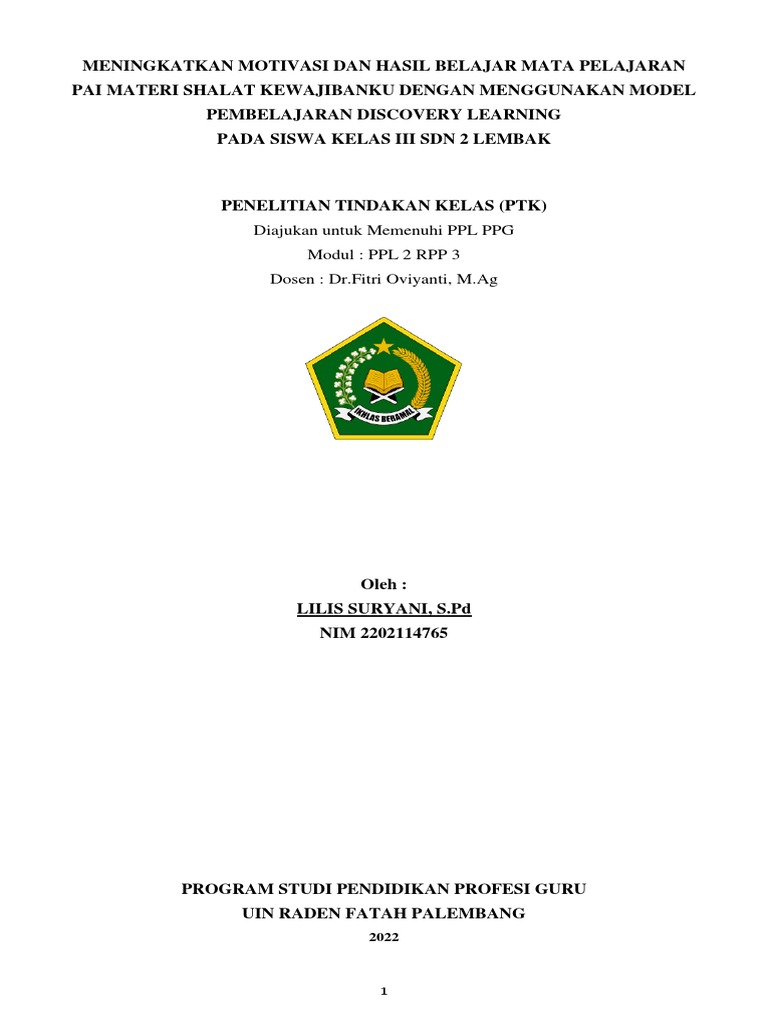 PTK - Meningkatkan Motivasi Dan Hasil Belajar Mata Pelajaran Pai Materi Shalat Kewajibanku ...