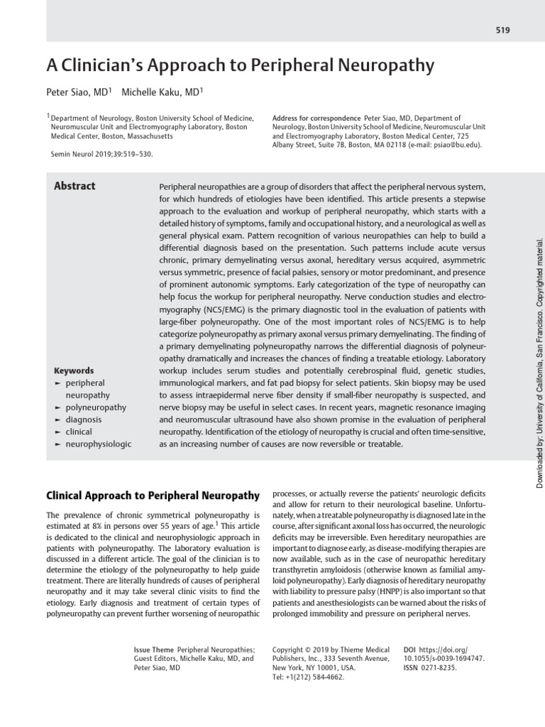 A Clinician's Approach To Peripheral Neuropathy | PDF | Peripheral ...
